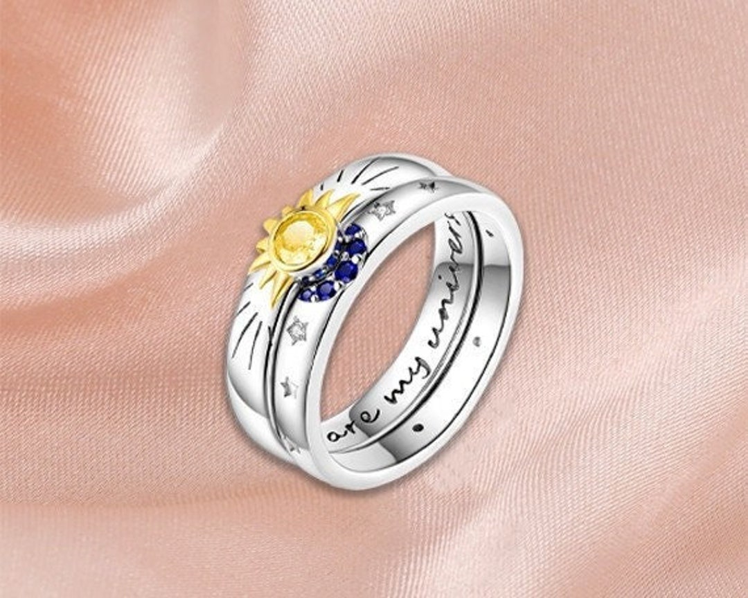 Sun and Moon Ring, Star and Moon Ring, Stone Ring, Star Moon Ring ...