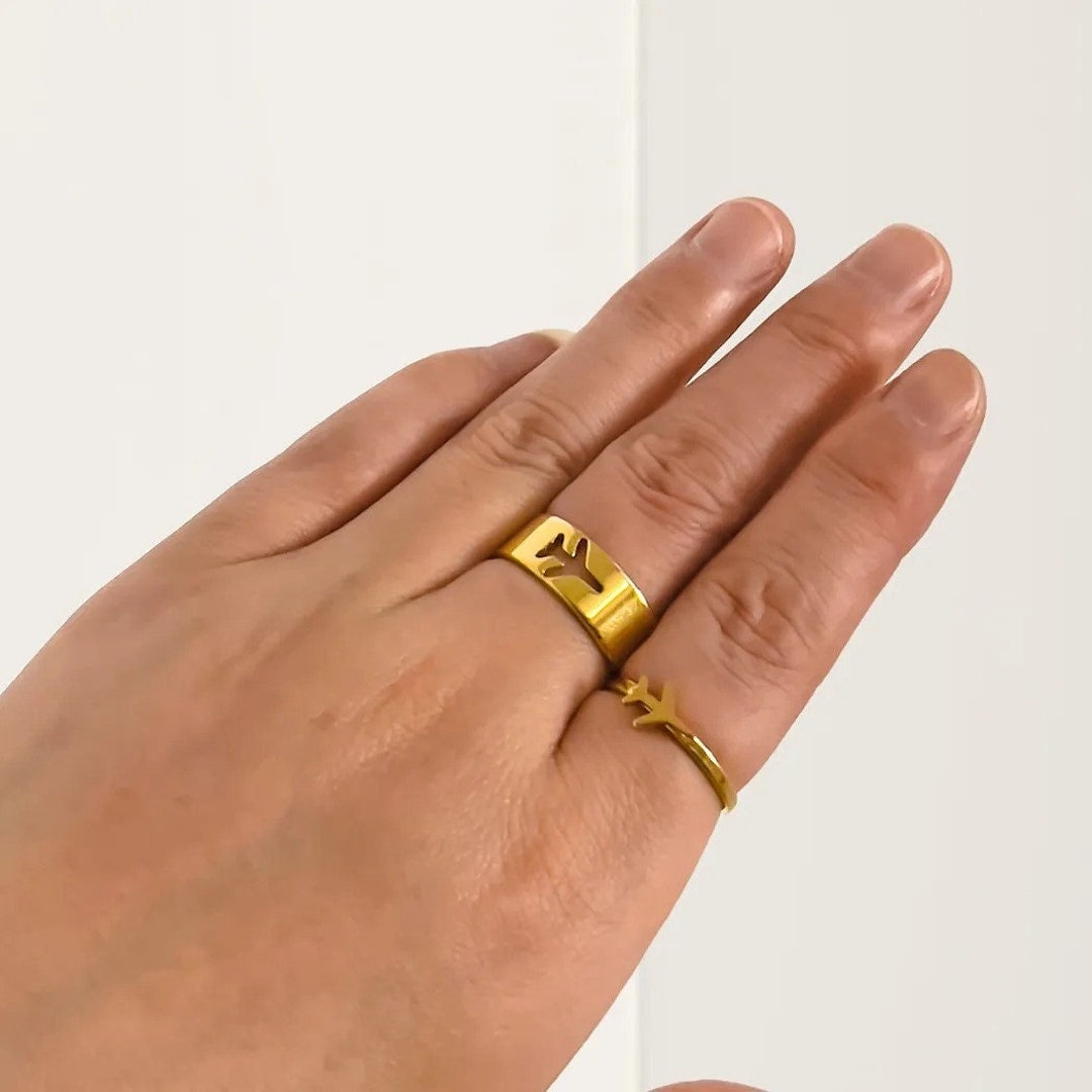 Airplane Couple Promise Rings Couple Ring Set Couple Promise - Etsy