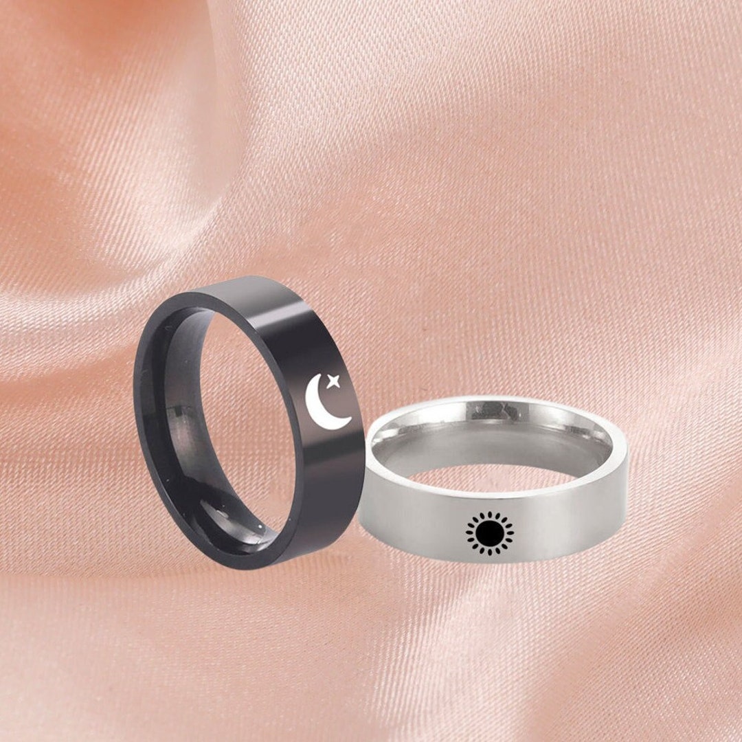Sun Moon Couple Rings Sun and Moon Couple Ring Set Matching Rings for ...