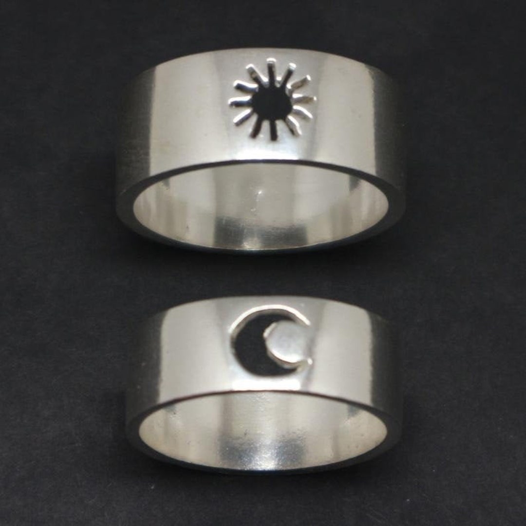 Sun and Moon Couple Rings Set Promise Couple Rings for Women - Etsy