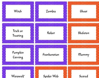 Halloween Charades, Pictionary Card Game, Halloween Activities for Kids ...