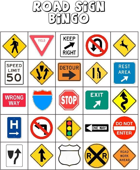 Printable Road Sign Bingo - Etsy