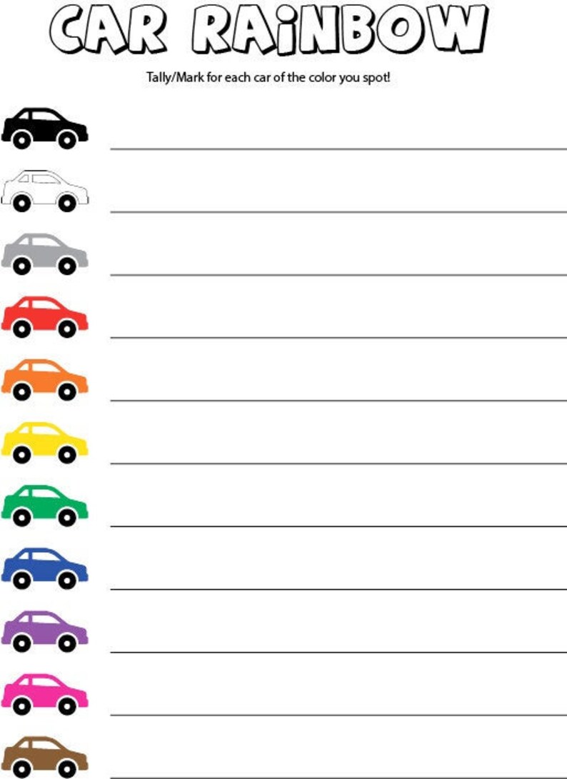 Printable Car Rainbow Road Trip Game - Etsy