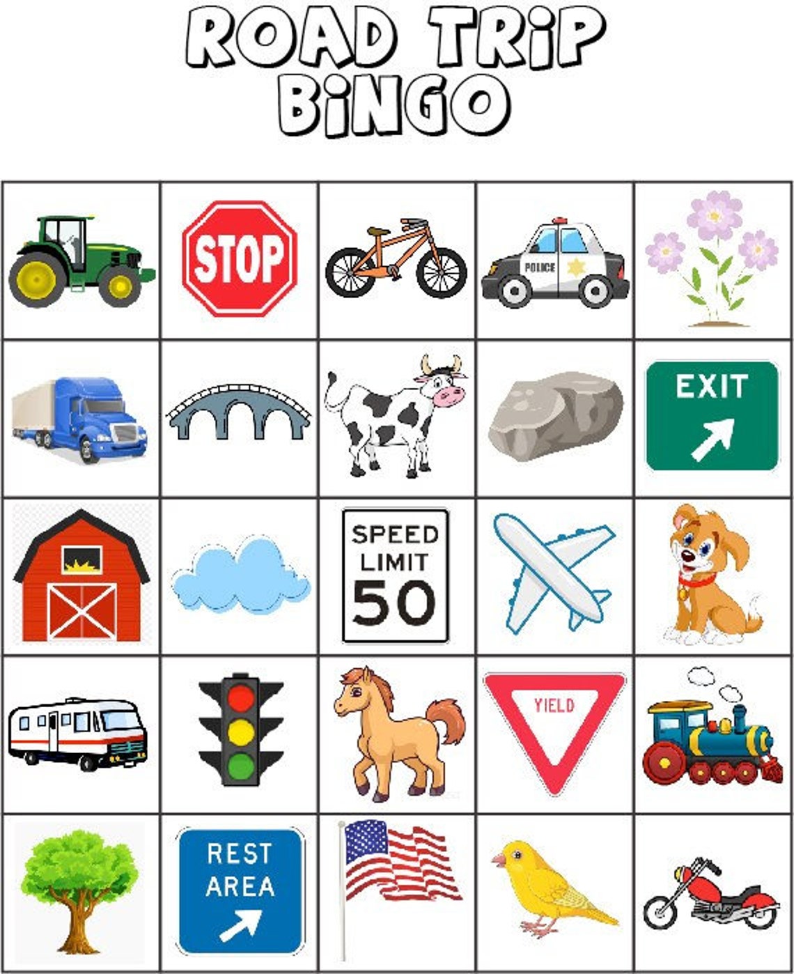 Printable Road Trip Bingo - Etsy