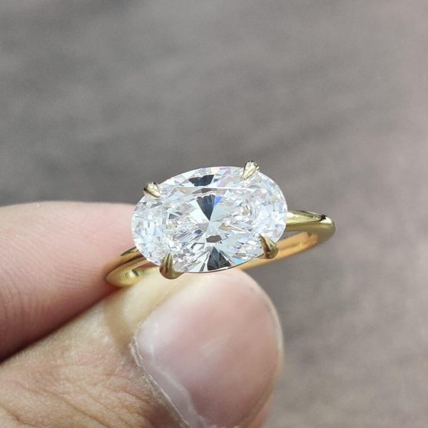 Horizontal Oval Engagement Ring - Etsy