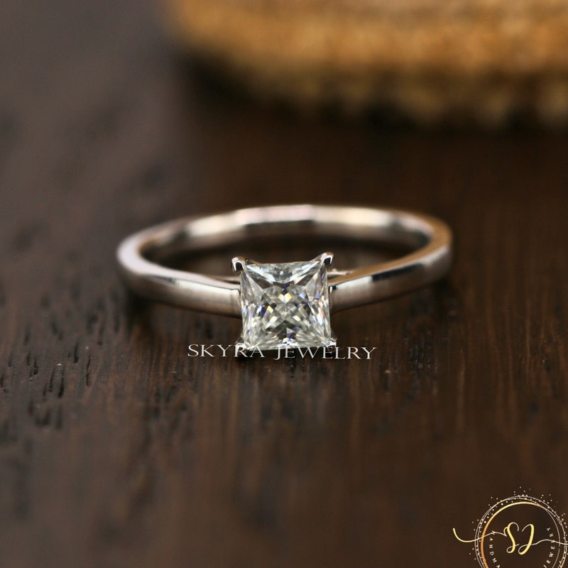 Princess Cut Solitaire Ring - Etsy