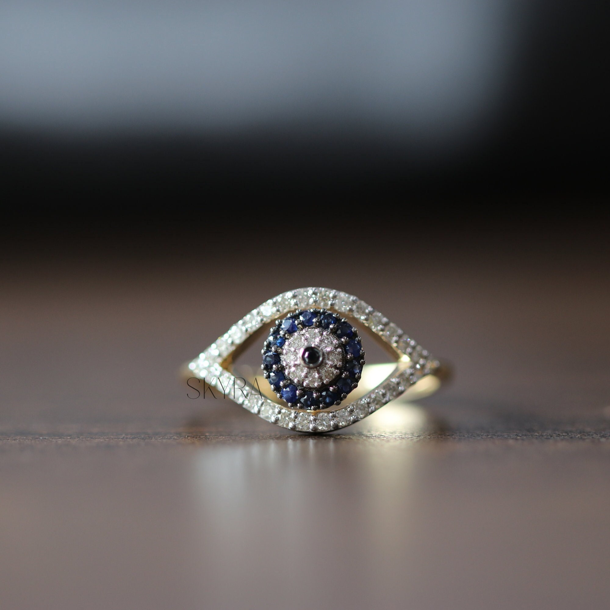 Gold Evil Eye Ring 14K Solid Gold Evil Eye Ring Sterling - Etsy