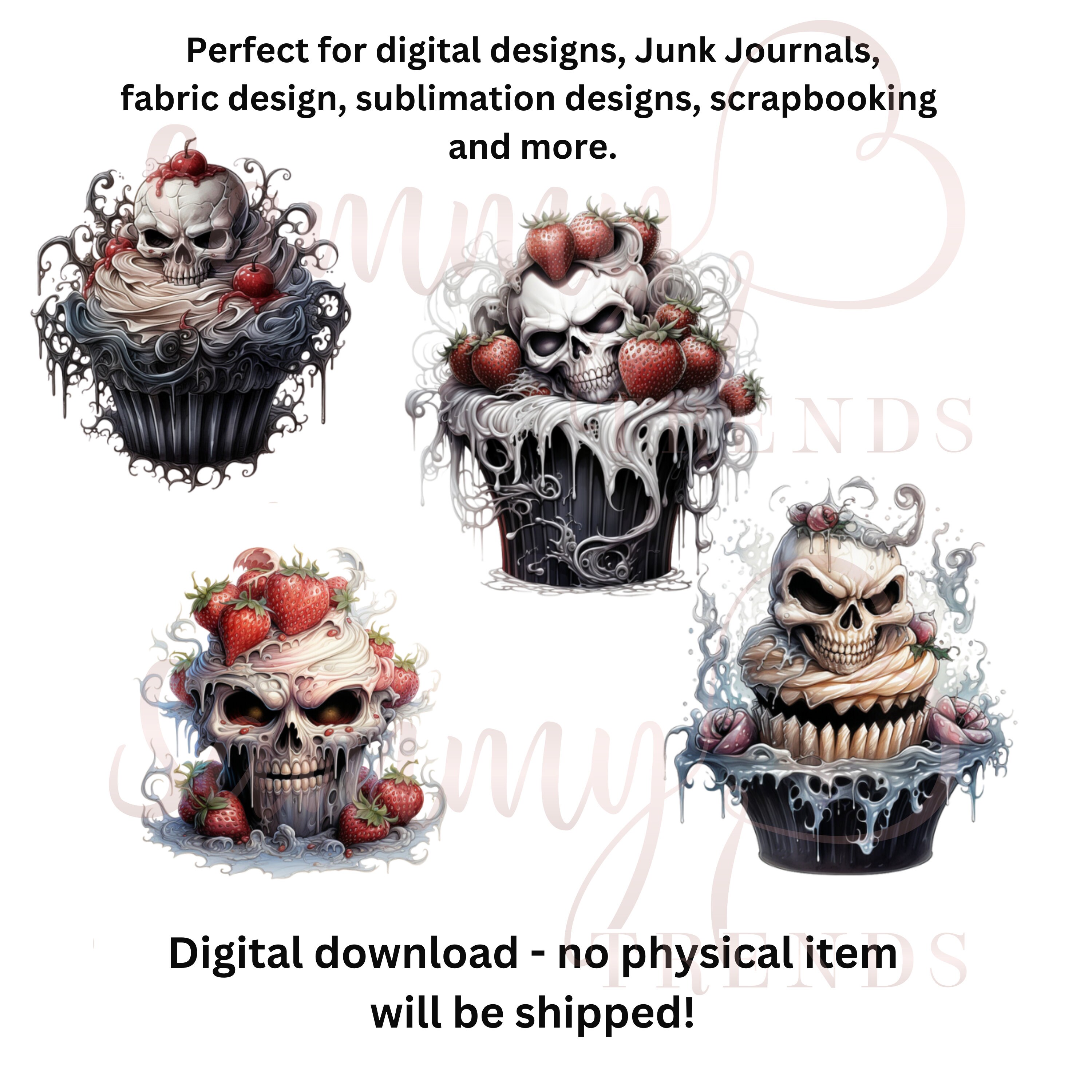 Horror Cupcakes Clipart, Halloween Cupcake, Png, Cupcakes Watercolor ...