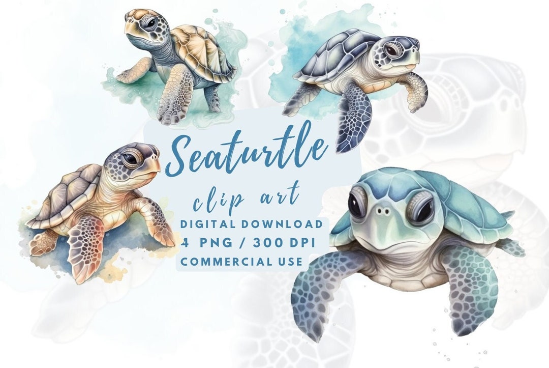 Seaturtle Clipart, Nautical Clip Art, Sealife, Ocean, Beach ...