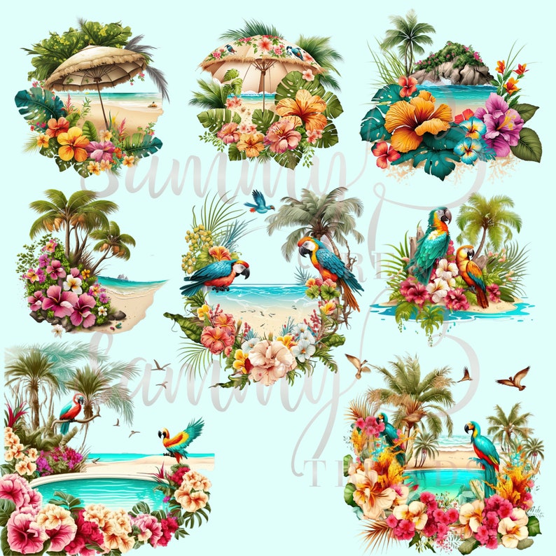 Tropical Clip Art, Transparent Png, Watercolor, Beach Watercolor ...
