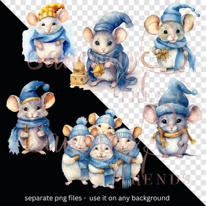 Winter Mice Watercolor Clipart, Christmas Transparent Png, Cozy ...