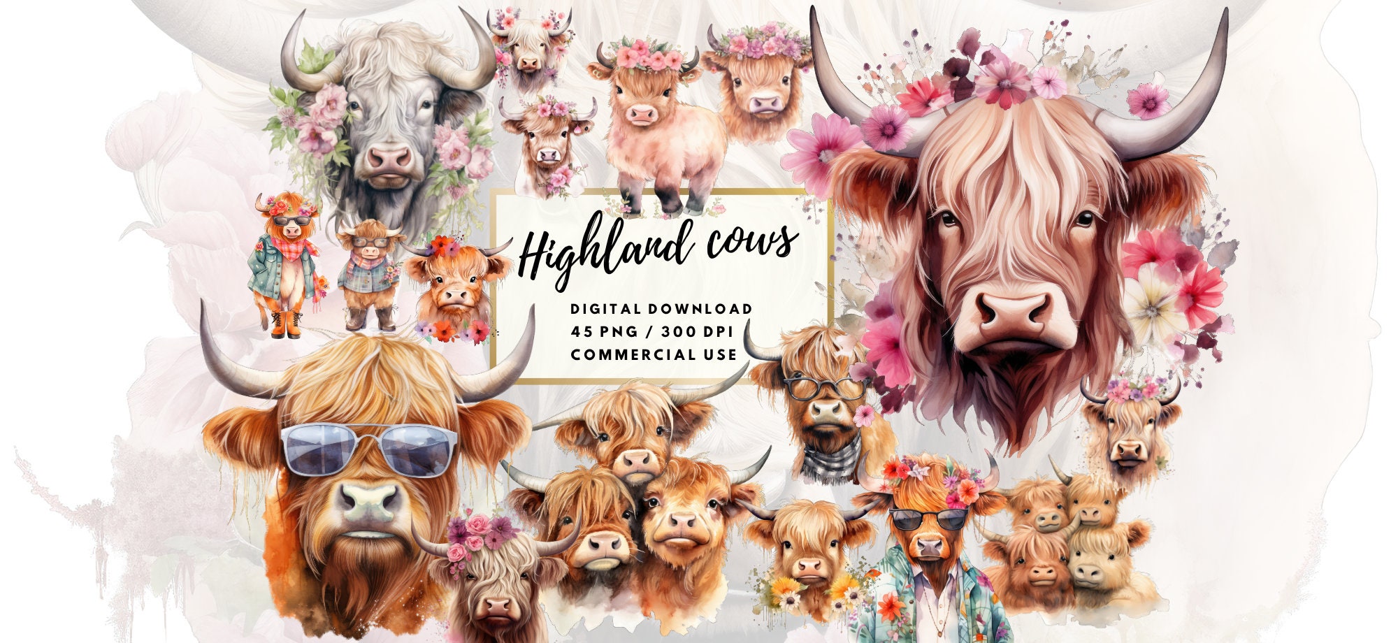 Highland Cow Watercolor Clipart Baby Cow Cow Clip Art - Etsy