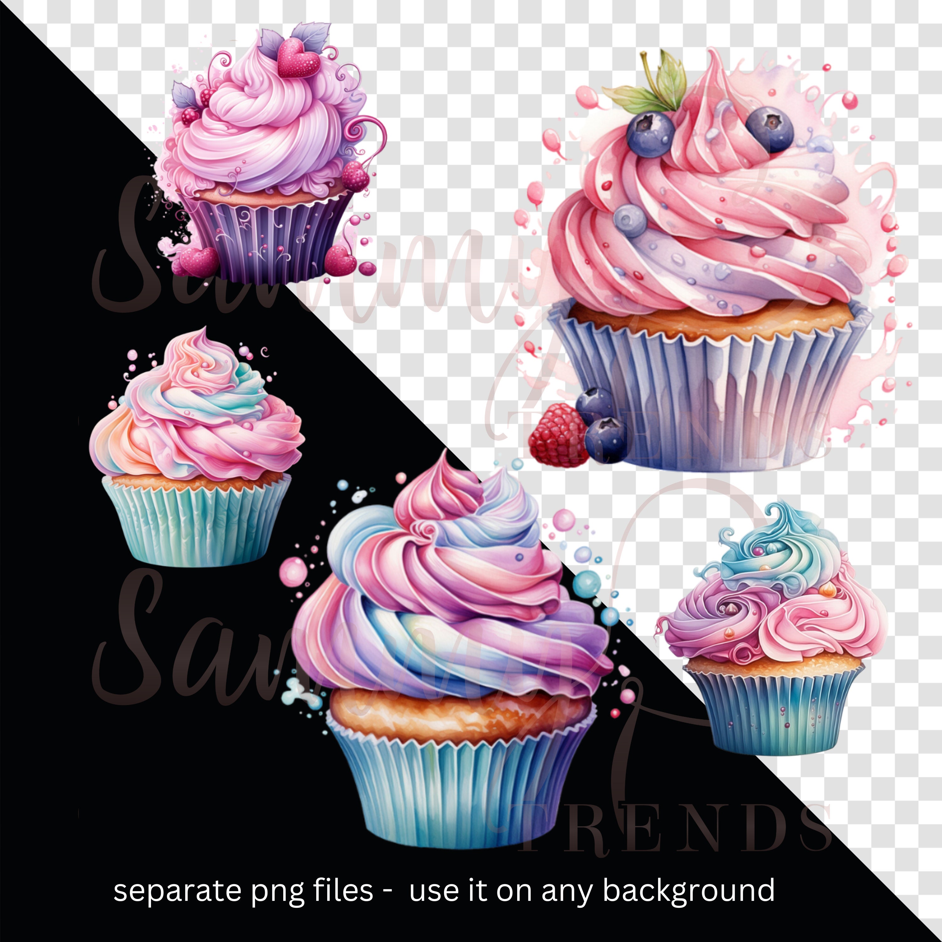 Delicious Cupcakes Clipart, Cupcake Png, Cupcakes Watercolor, Cupcakes ...