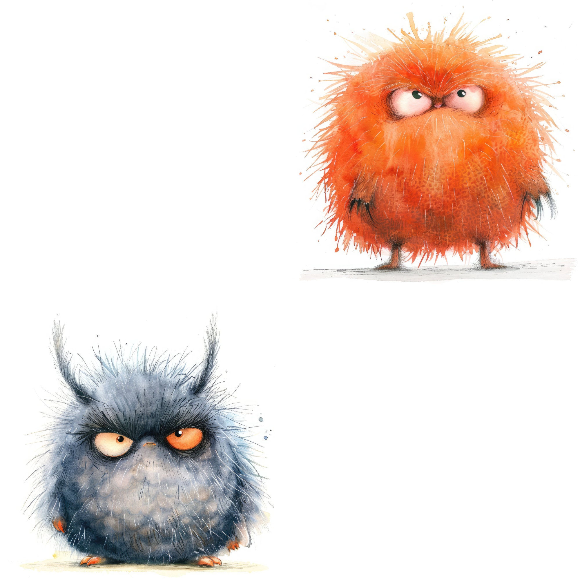 Grumpy Monsters Image Set, High-resolution, JPG, Digital Downloads ...