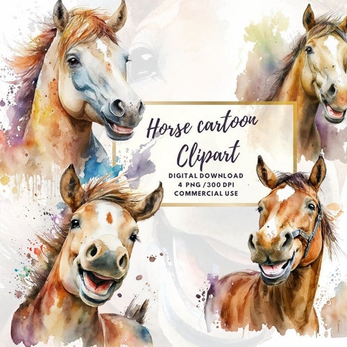 20 Horses Clipart PNG Watercolor Horse Clipart Bundle - Etsy