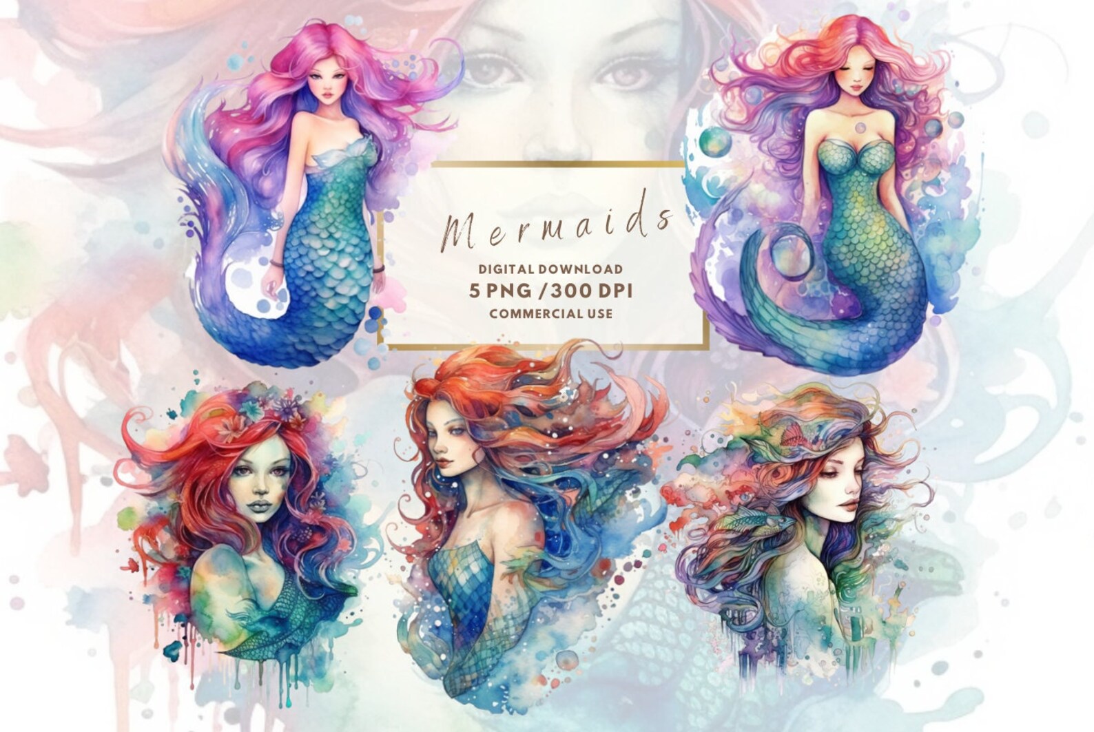 Mermaid Watercolor Clipart, Mermaid Watercolor, Mermaid, Mermaid ...