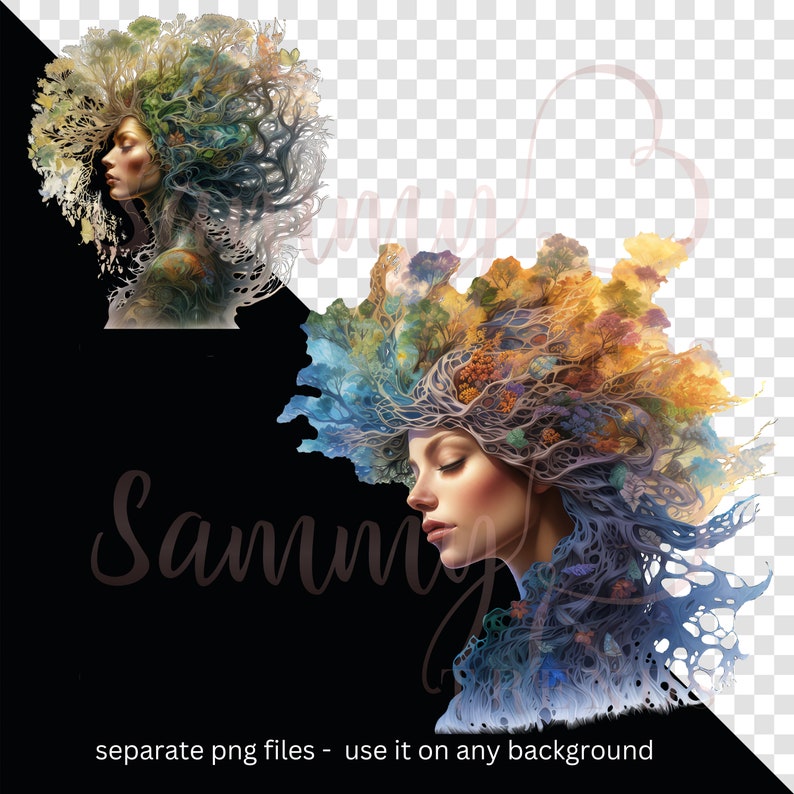 Mystical Tree Faces Clipart, Tree Png, Mystical Trees Watercolor, Magic ...