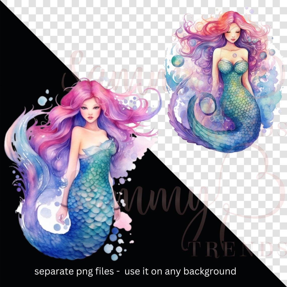Mermaid Watercolor Clipart, Mermaid Watercolor, Mermaid, Mermaid ...
