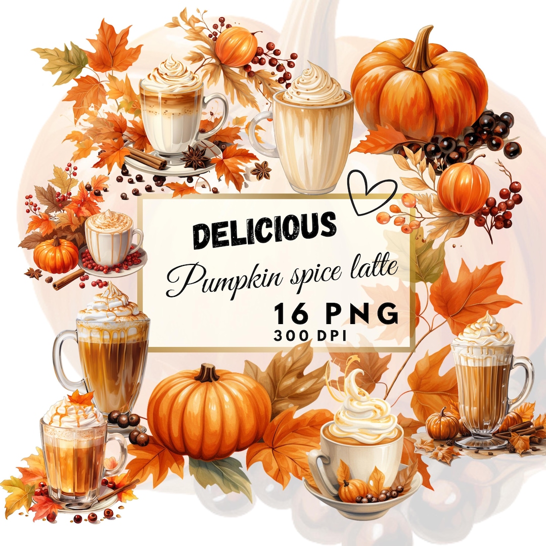 Pumpkin Spice Latte Watercolor Clipart, Transparent Png, Commercial Use ...
