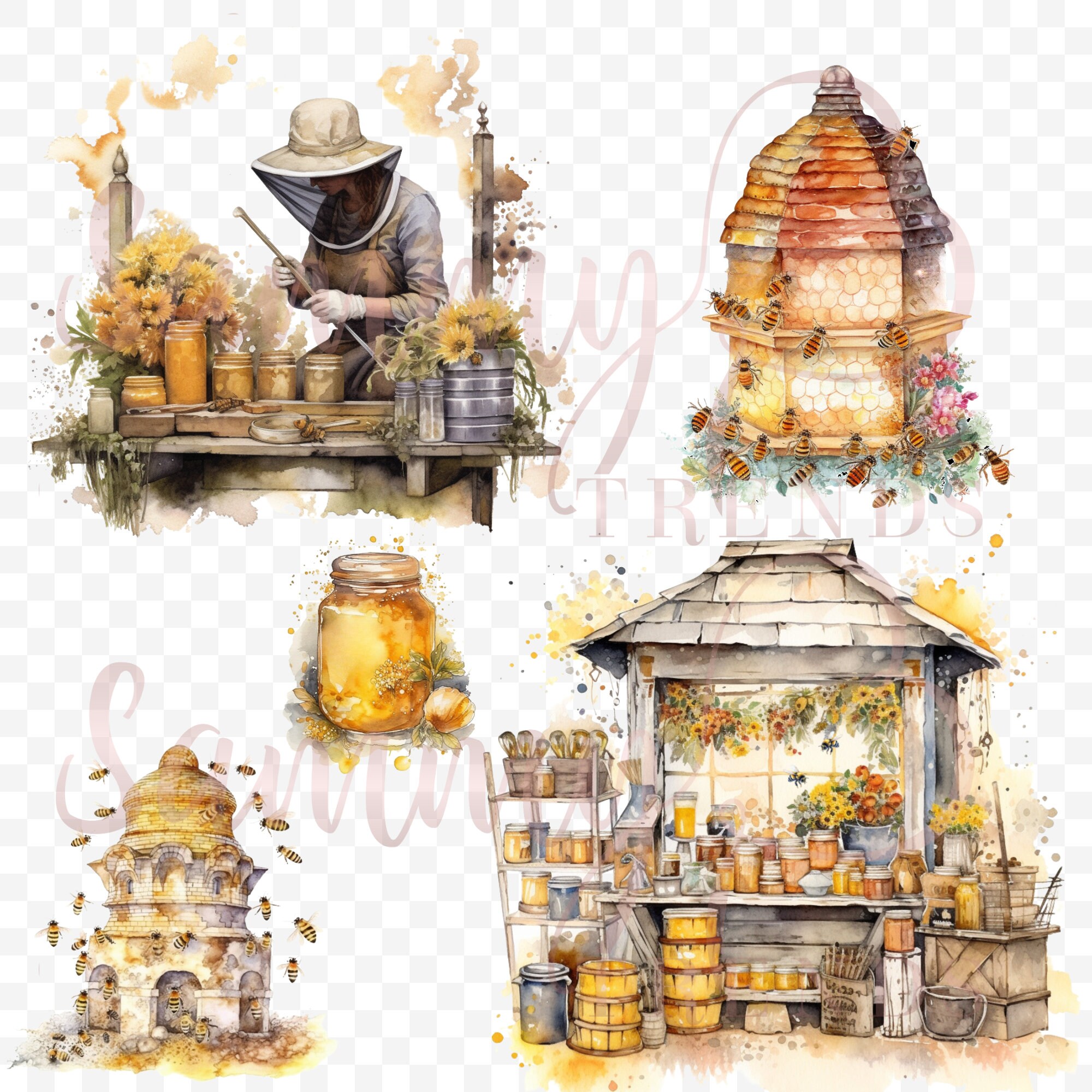 Honey Bee Clipart, Png, Clip Art, Transparent Png, Watercolor ...