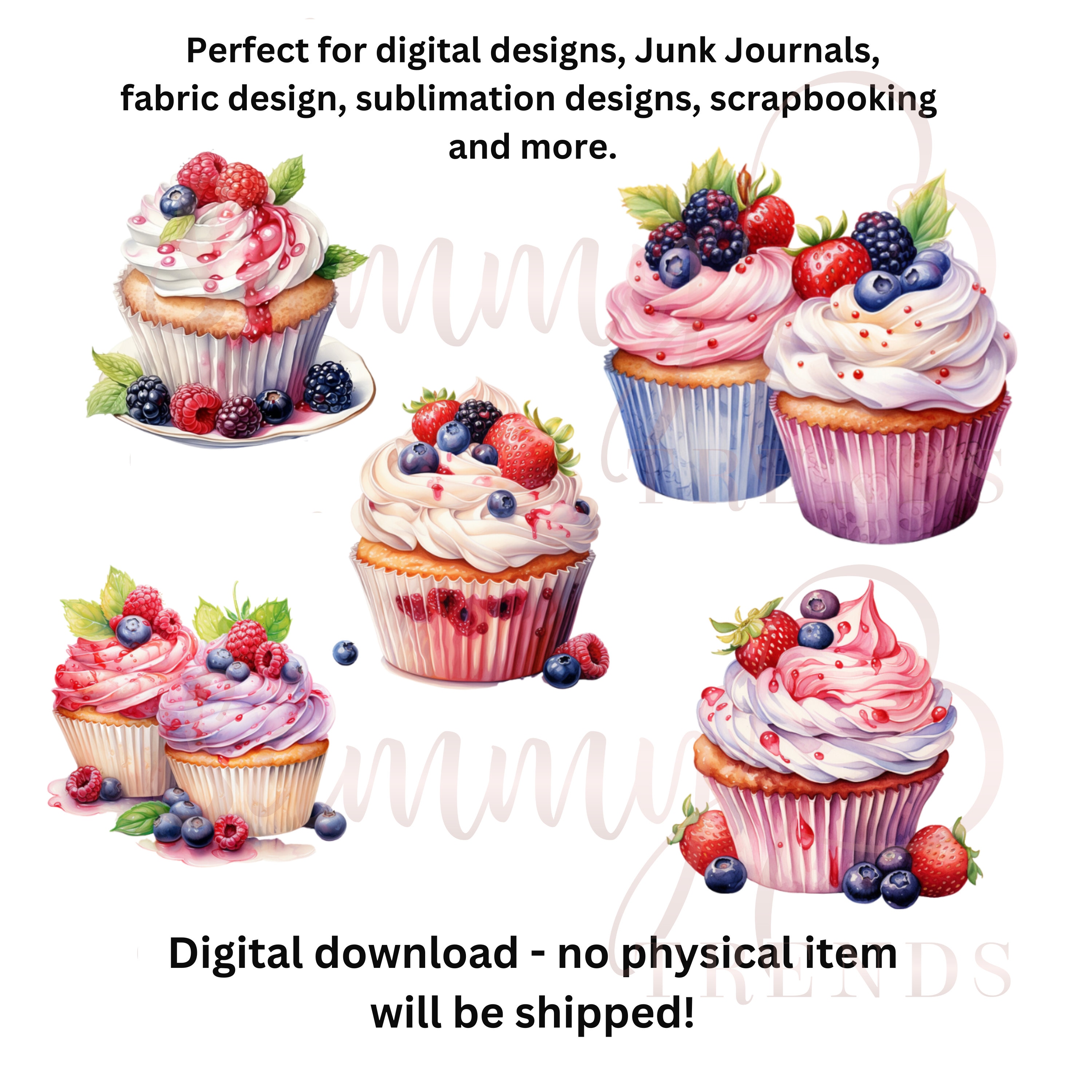 Delicious Cupcakes Clipart, Cupcake Png, Cupcakes Watercolor, Cupcakes ...