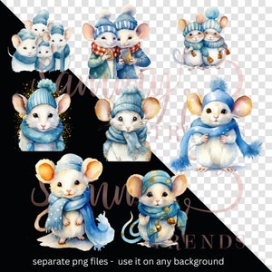 Winter Mice Watercolor Clipart, Christmas Transparent Png, Cozy ...