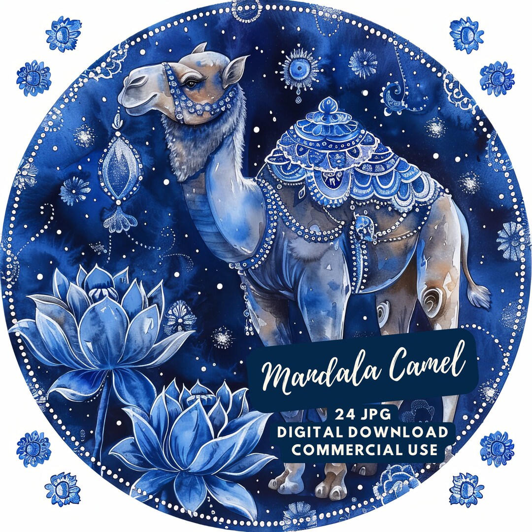 Mandala Camel Clipart Set, Digital Download, 24 JPG Images, 4096x4096px ...