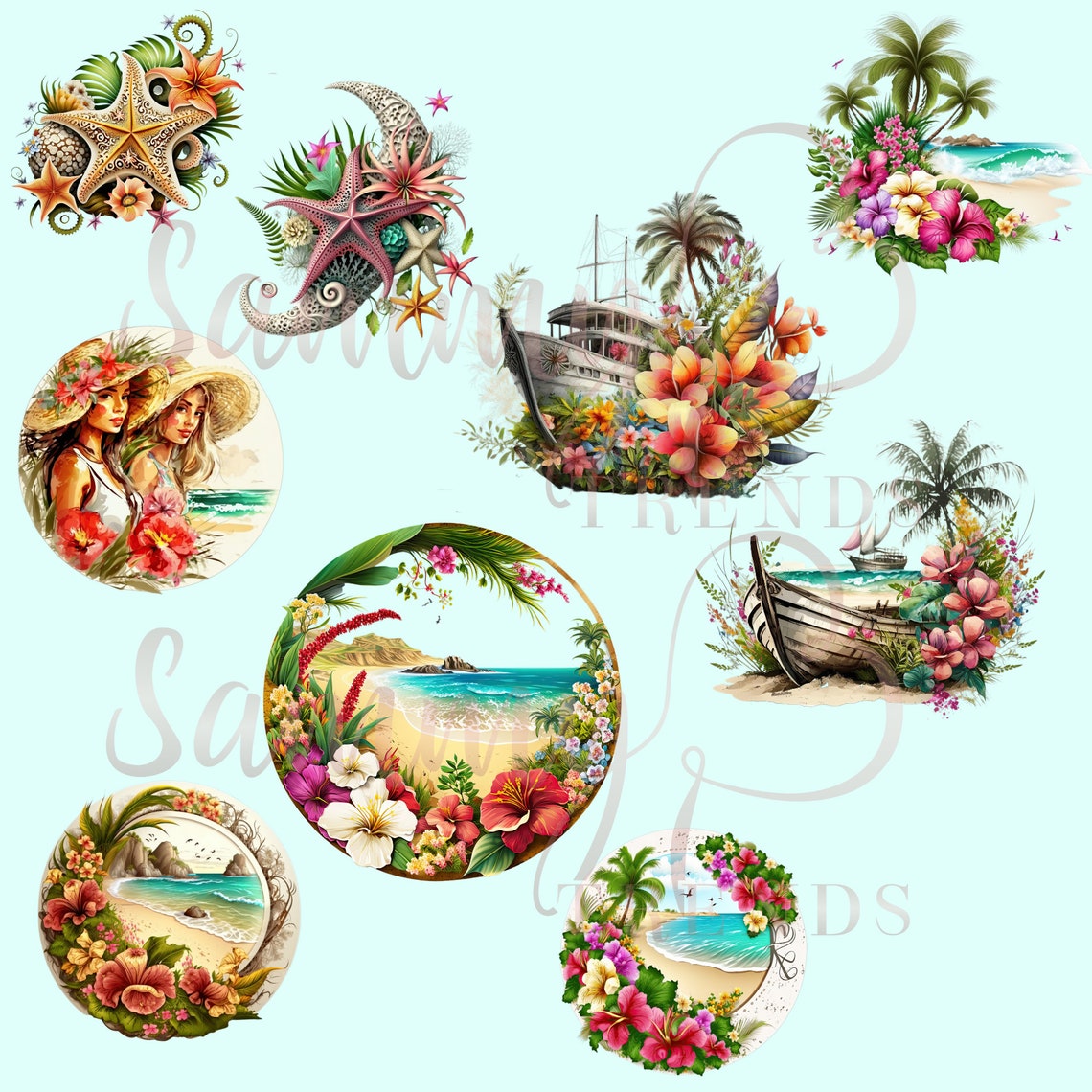 Tropical Clip Art, Transparent Png, Watercolor, Beach Watercolor ...