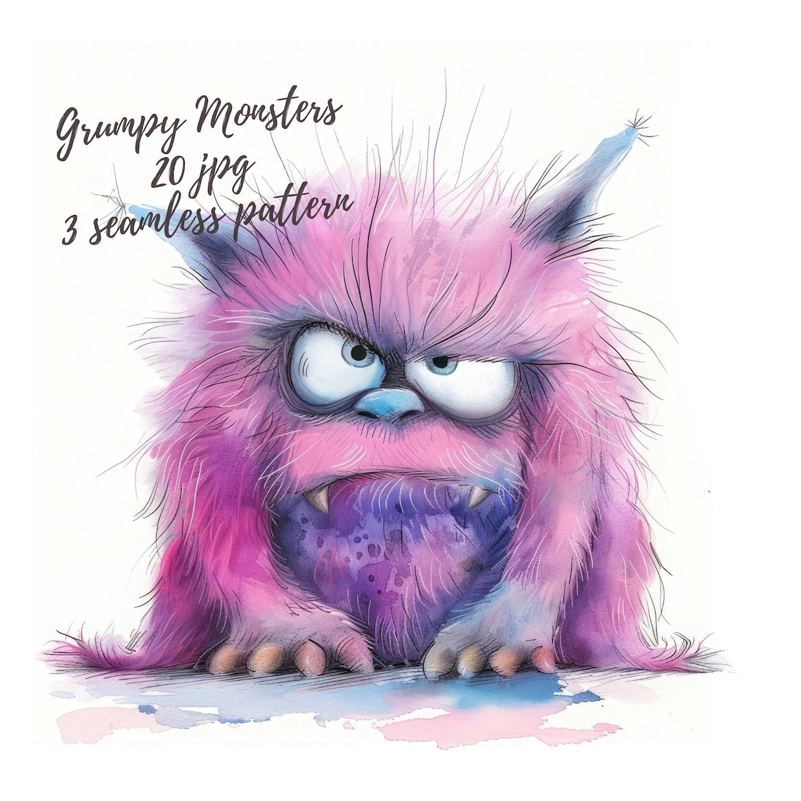 Grumpy Monsters Image Set, High-resolution, JPG, Digital Downloads ...