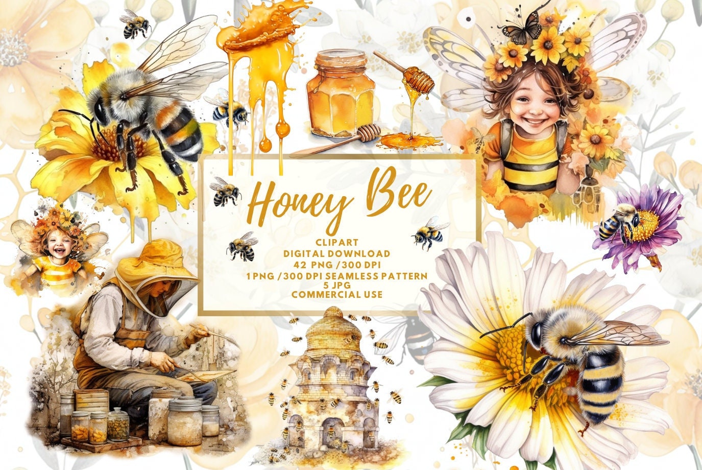 Honey Bee Clipart, Png, Clip Art, Transparent Png, Watercolor ...