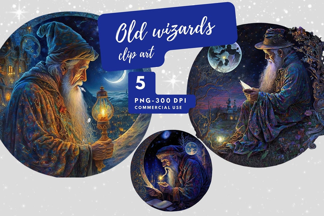 Old Wizards Clipart Png Magic Clip Art Transparent Png - Etsy