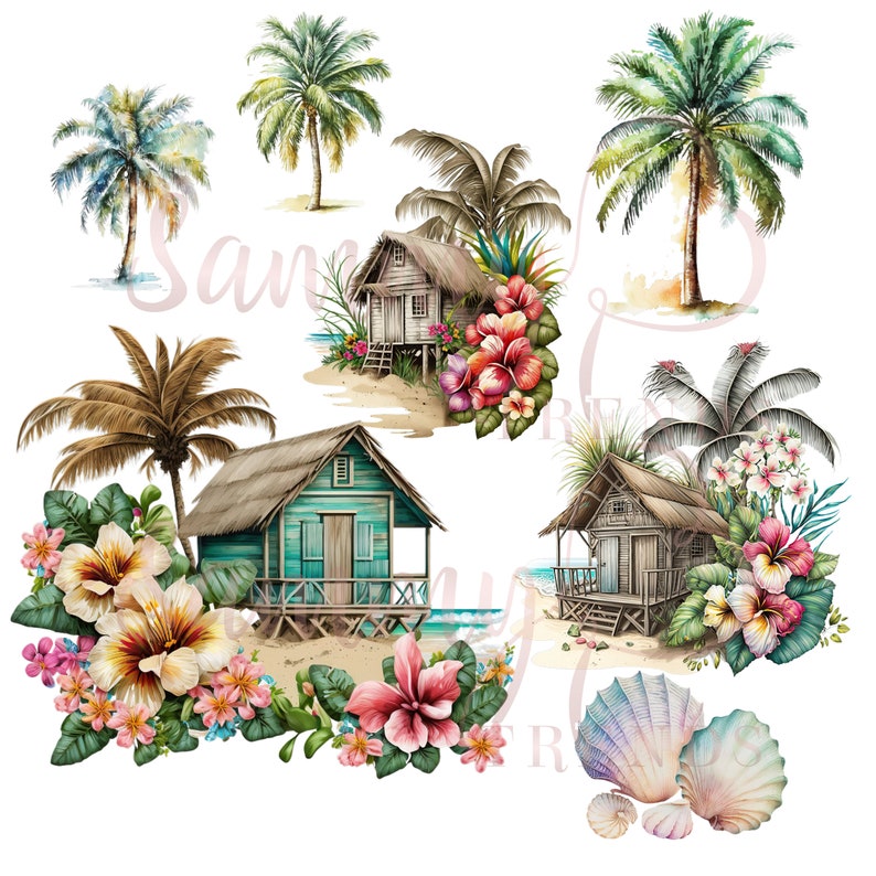 Tropical Clip Art, Transparent Png, Watercolor, Beach Watercolor ...