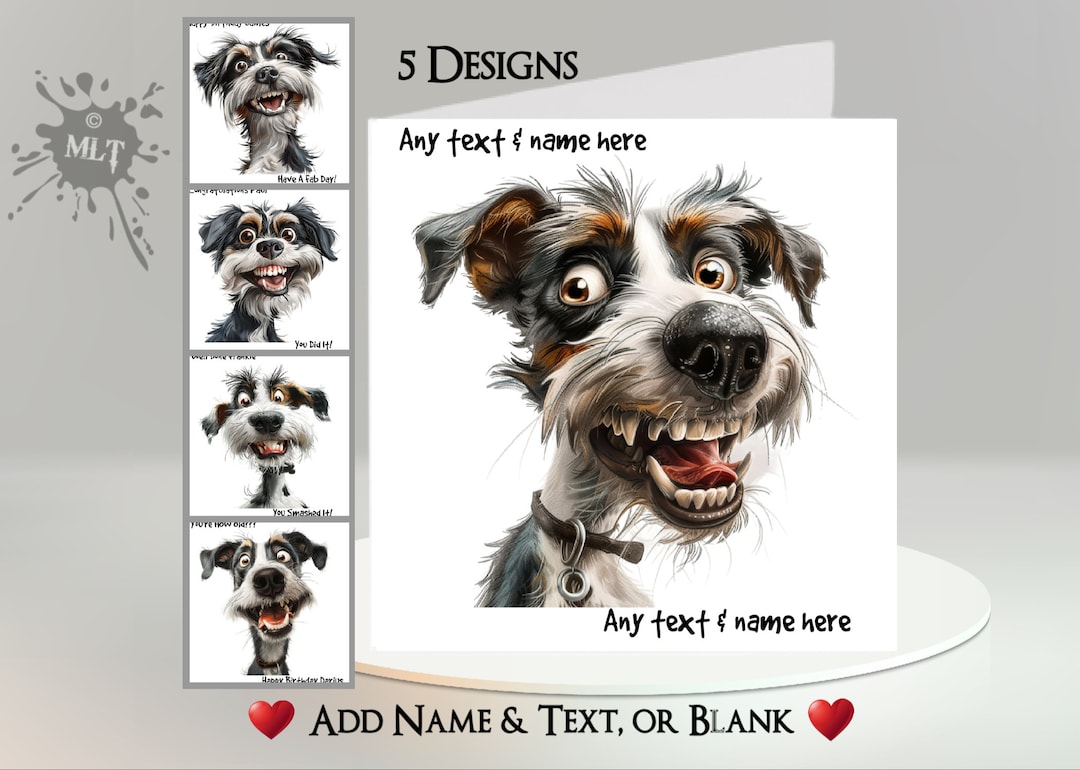 Dog Card: Add Your Text + Name ~ 5 Designs to Choose From ~ Inside ...