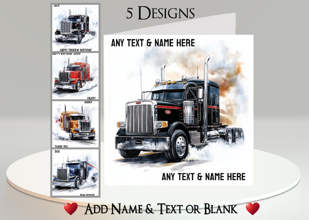 Trucker Card: Add Your Text + Name ~ Inside Message~ Personalised ...
