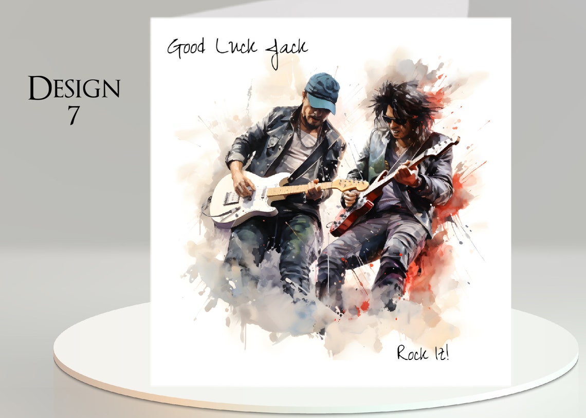 Rock Band Card: Add Your Text + Name, Inside Message, 5 Designs. Guitar ...