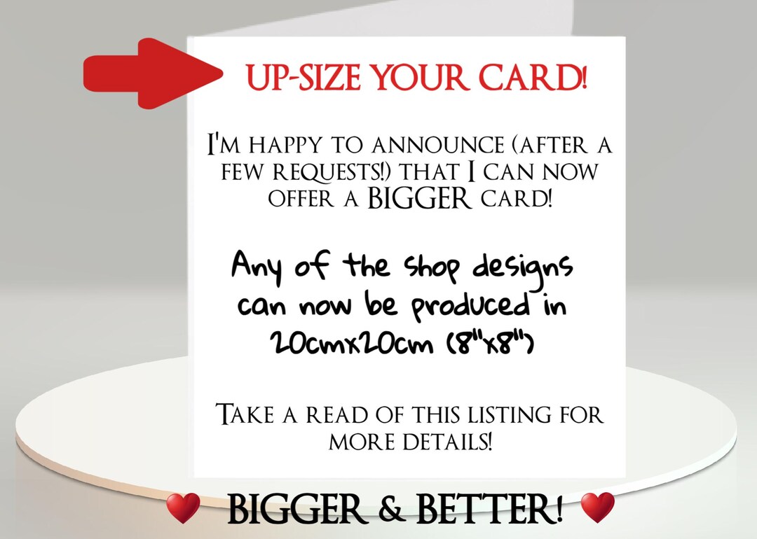 NEW - Up-size Your Card! Bigger 20cmx20cm (8"x8") for ANY Design in the ...