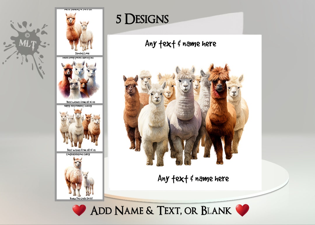 Alpaca Card: Add Your Text + Name ~ Inside Message ~ Funny Alpaca ...