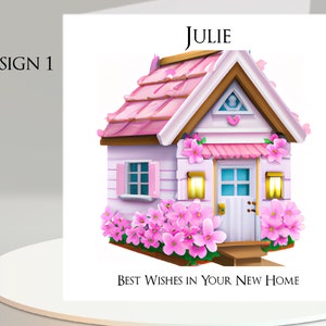 Pink House New Home Card: Add Your Name + Text ~ Add Your Name ~ Inside ...