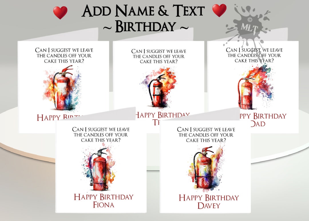 Funny Fire Extinguisher Birthday Card: Add Your Text Name - Etsy