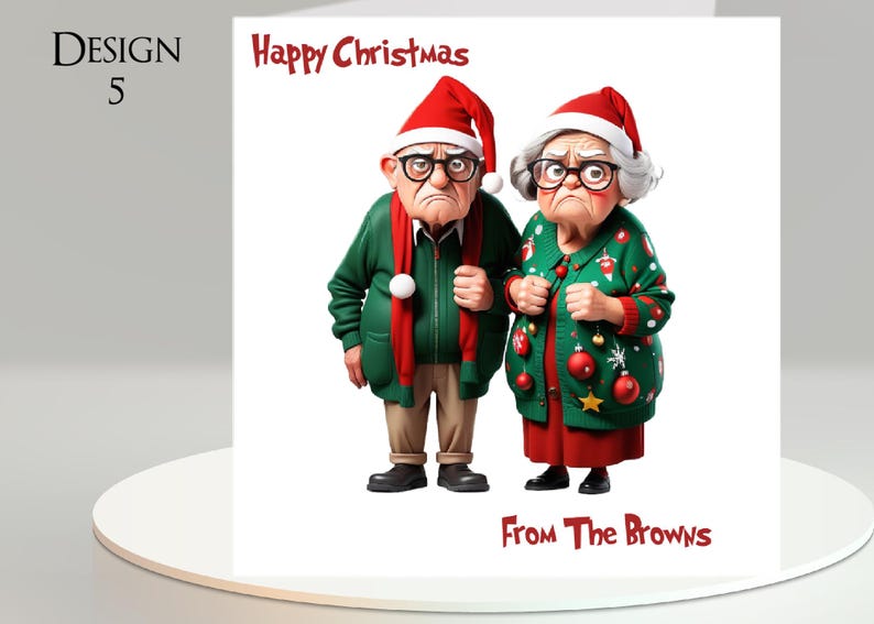 Christmas Grumpy Funny Couple Card: Add Your Text + Name, Inside ...