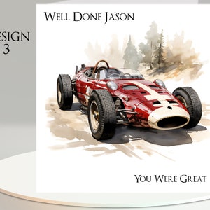 Vintage Racing Car Card: Add Your Text + Name ~ Inside Message ...