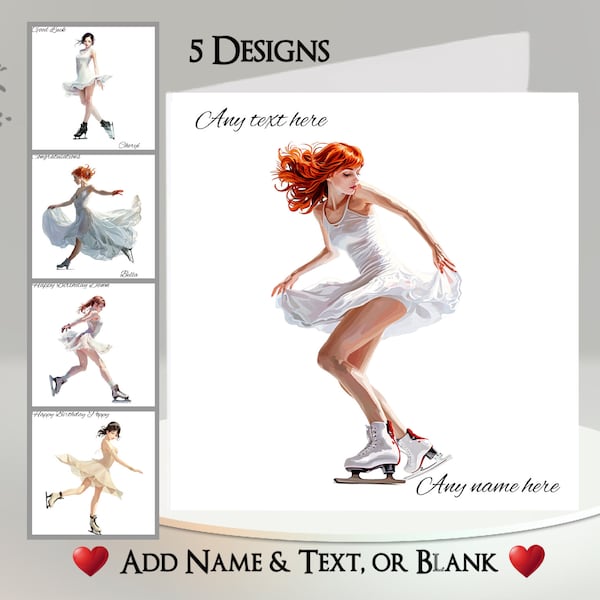 Ice Skating Birthday Card - Etsy