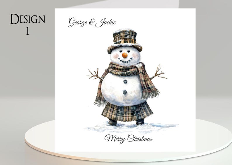 Christmas Scottish Snowman Card: Add Your Text + Name, Inside Message ...