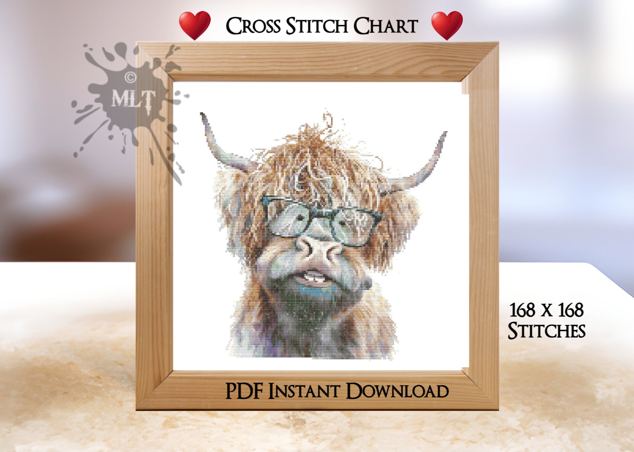 Highland Cow Counted Cross Stitch Chart: Instant PDF Download. - Etsy
