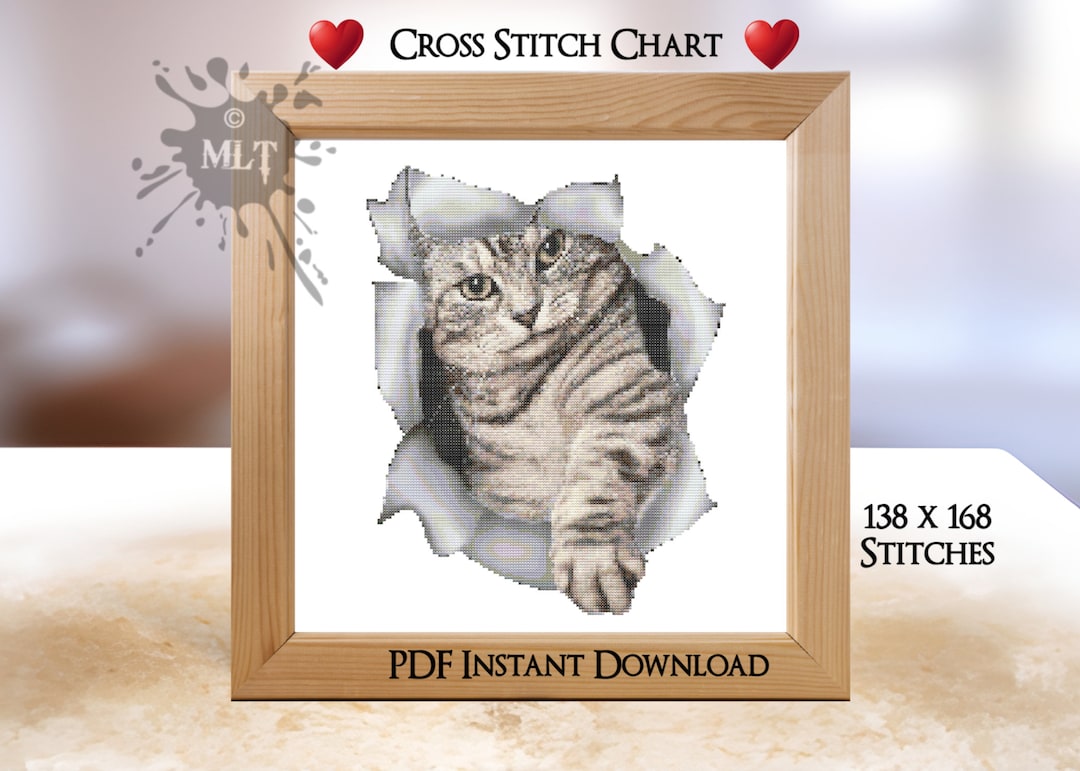 Kitten Escape Counted Cross Stitch Chart: Instant PDF Download ...