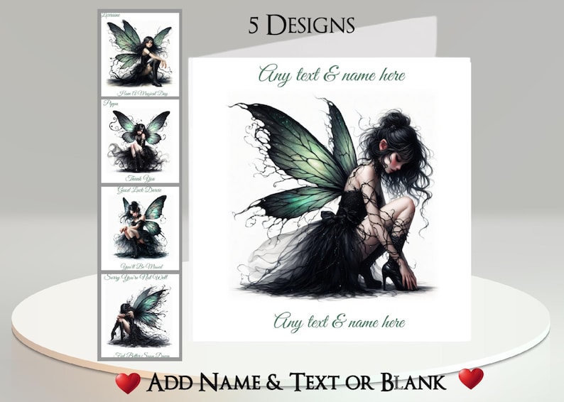 Dark Fairy Karte: Füge deinen Text + Name hinzu, oder leer. 5 Designs ...