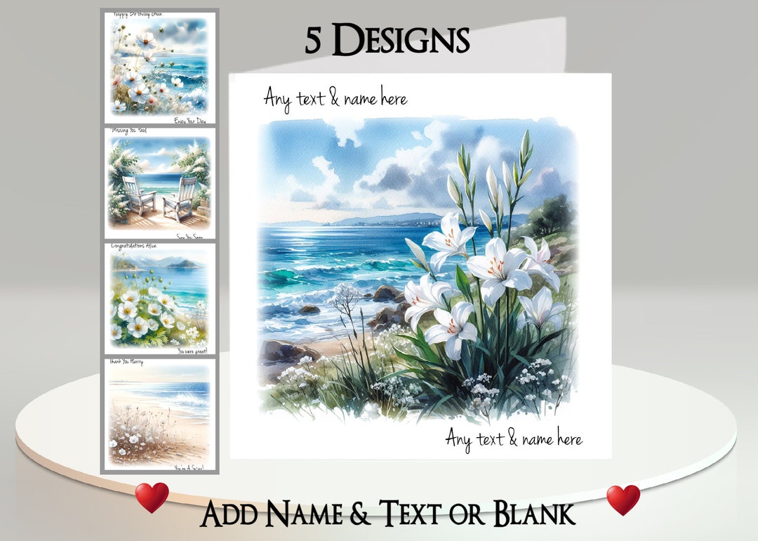 Serene Beach Card: Add Your Text + Name ~ Inside Message ~ Tropical ...