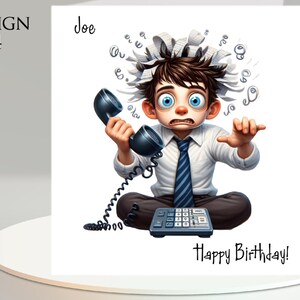 Office Man Card: Add Your Name + Text, Inside Message, 5 Designs ...