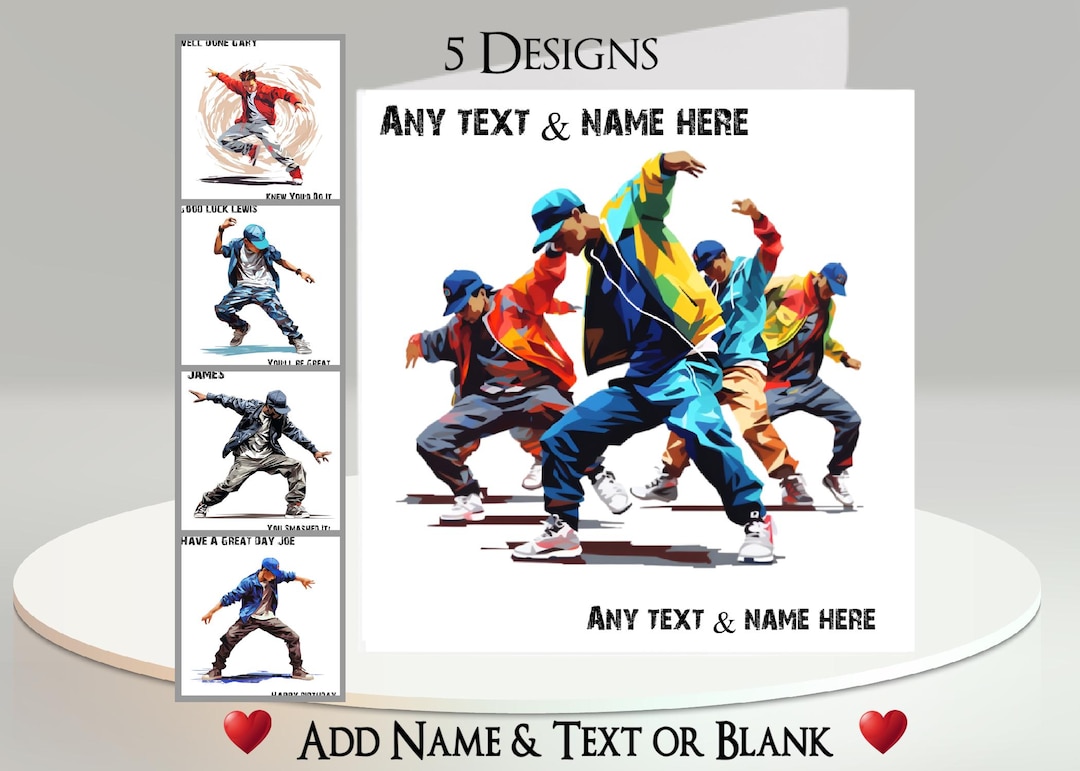 Street Dancer Card: Add Your Text + Name, Inside Message ~ Street Dance ...