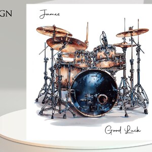 Drum Kit Card: Add Your Text + Name, Inside Message, or Blank. 5 ...